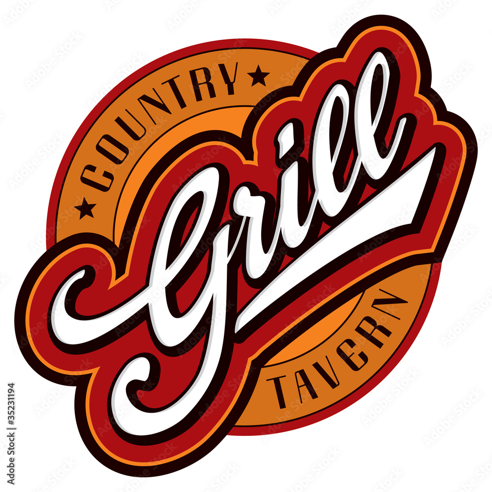 grill hand lettering design (vector) Stock Vector | Adobe Stock
