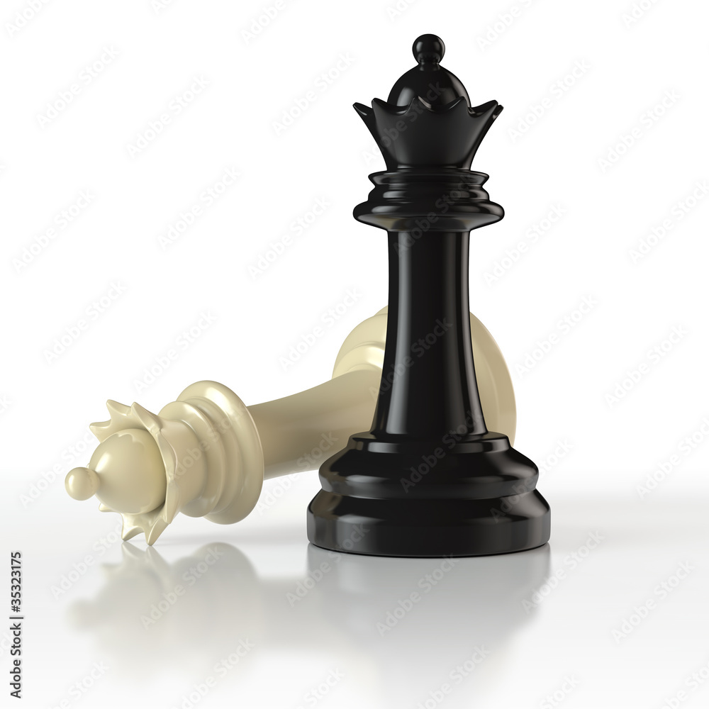 Schachfiguren - schwarze und weiße Damen Stock Illustration | Adobe Stock