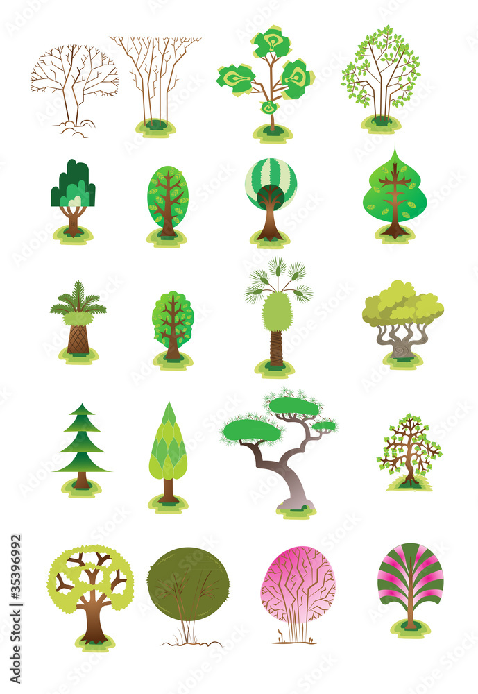 cartoon trees Stock Vector | Adobe Stock