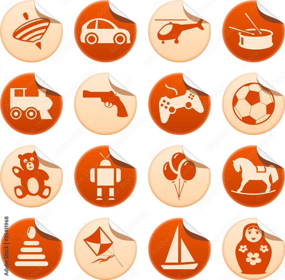 Toys stickers Stock Vector | Adobe Stock