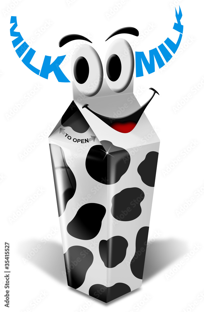 Cartoon cow milk packaging Stock Illustration | Adobe Stock