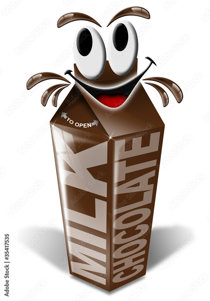 Carton and cartoon chocolate milk Stock Illustration | Adobe Stock