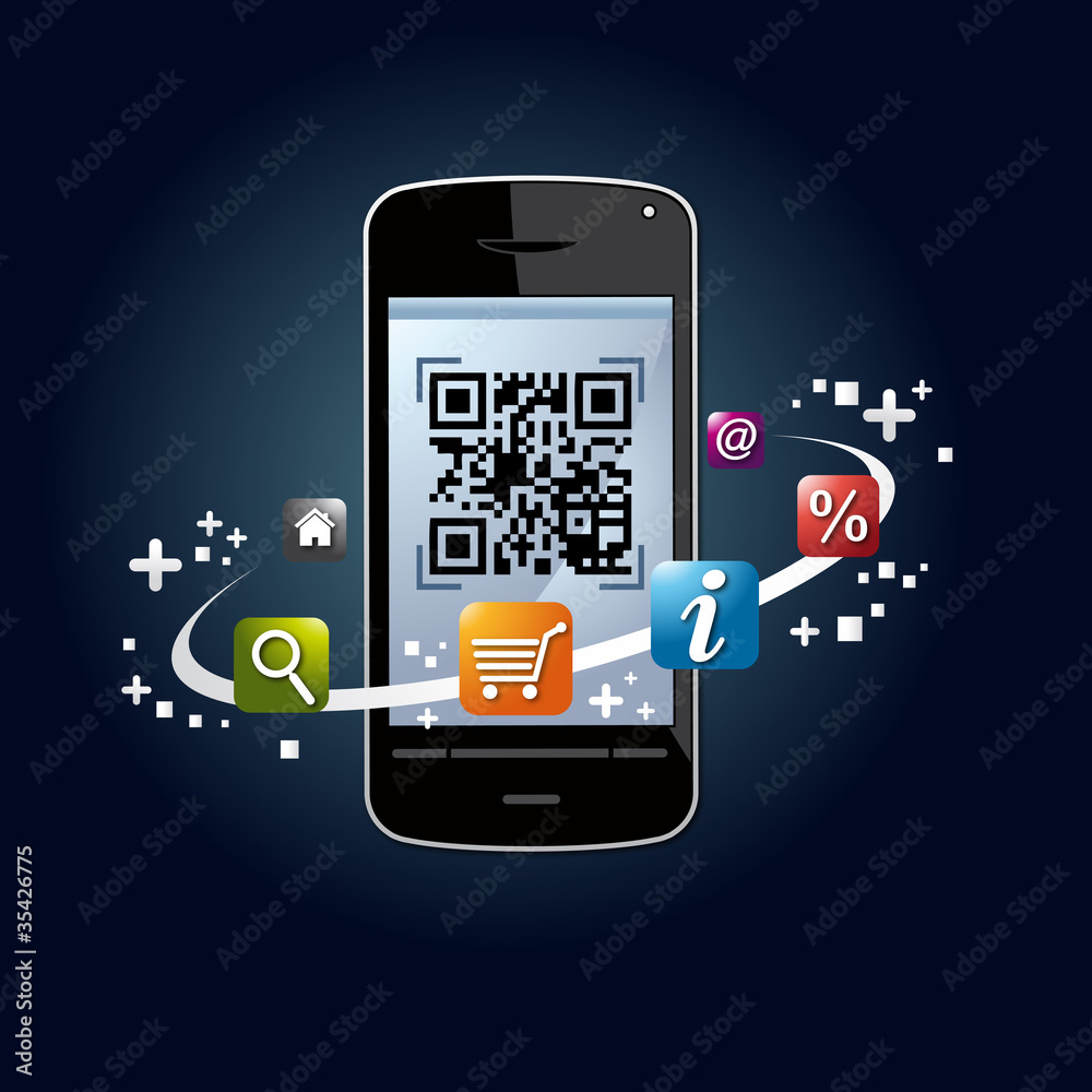 qr code, flashcode, smartphone Stock Vector | Adobe Stock