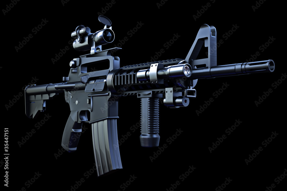 M4 tactical rifle with combat optics and laser sighting Stock ...