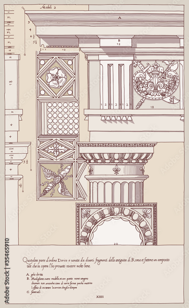 Hand draw sketch doric architectural order Stock Vector | Adobe Stock