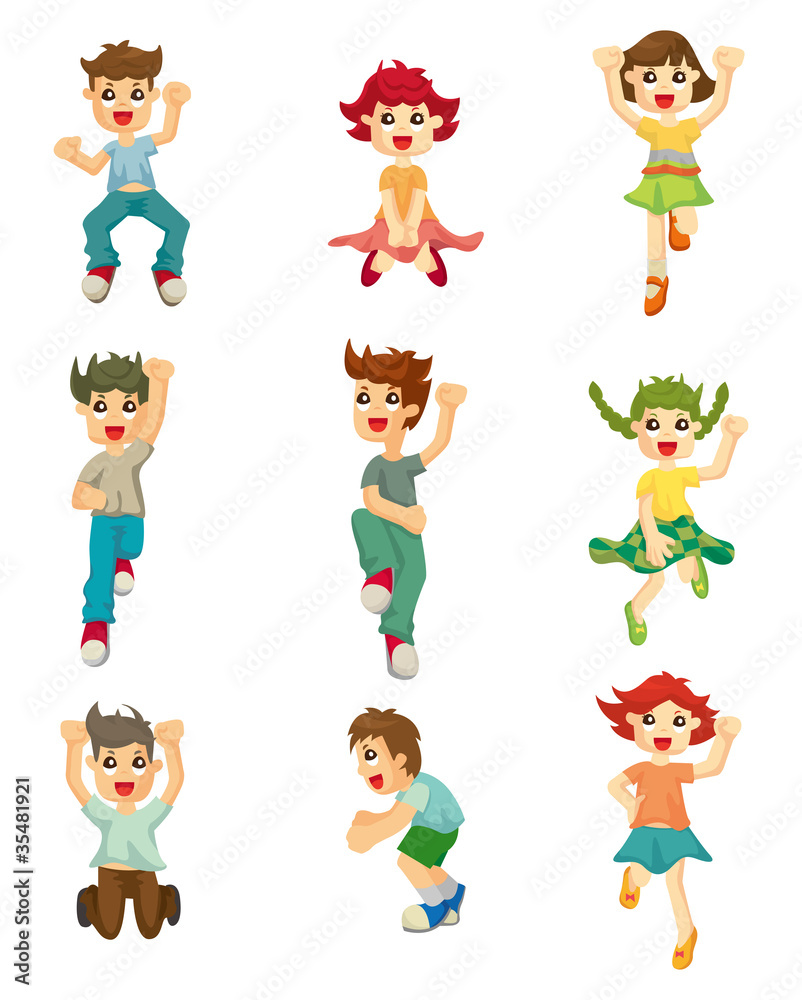 cartoon child jump icons Stock Vector | Adobe Stock