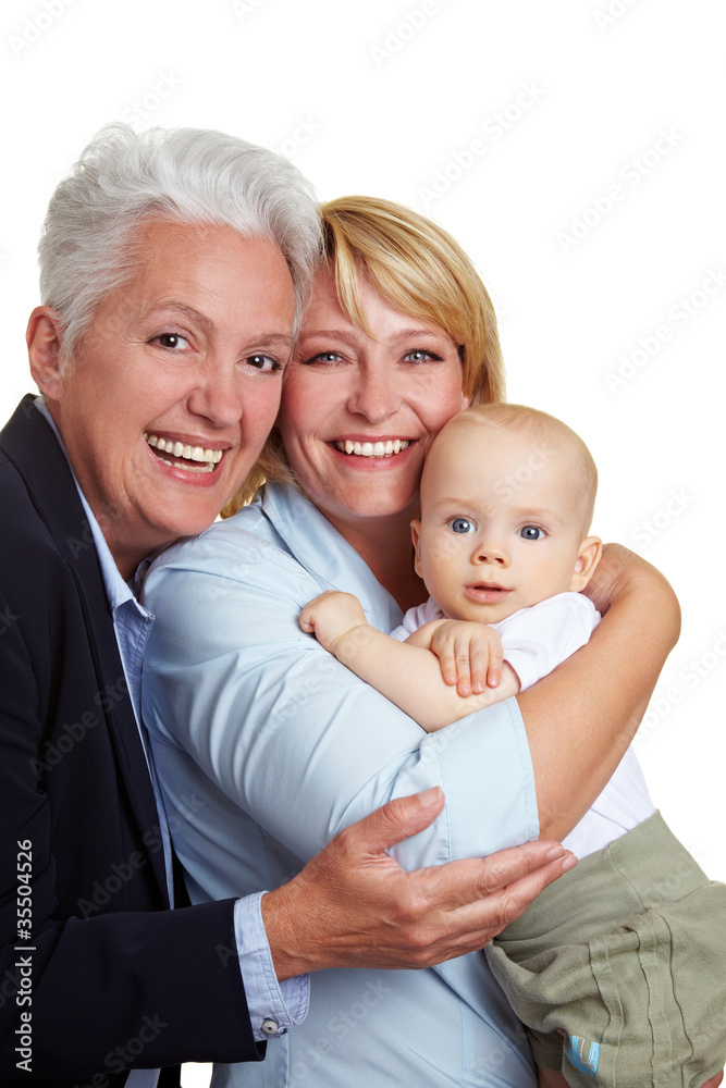 Babyportrait mit Mutter und Oma Stock Photo | Adobe Stock