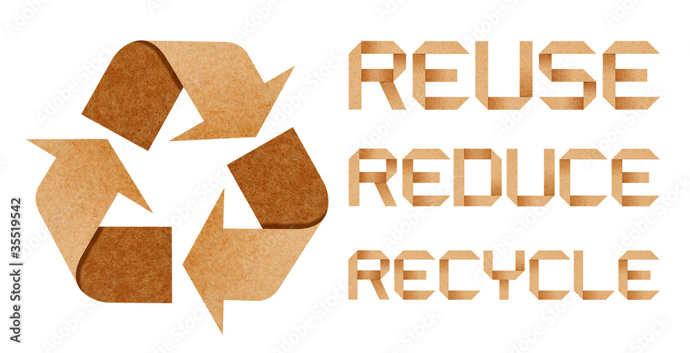 Recycle Logo From Recycle Paper with Origami Paper Word "REUSE" Stock ...
