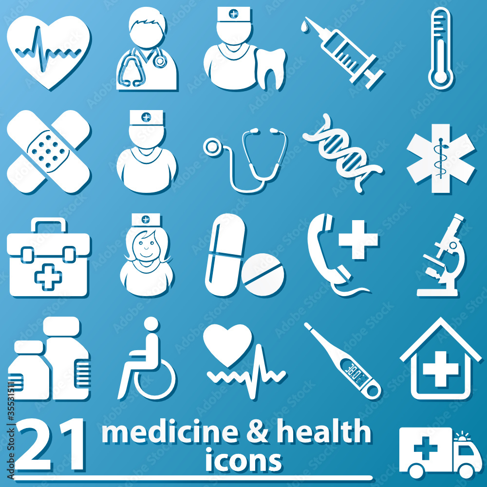 Medizin und Gesundheit - Icons Stock-Vektorgrafik | Adobe Stock