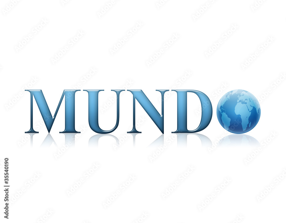 Ilustração do Stock: Texto MUNDO con planeta tierra 3d | Adobe Stock