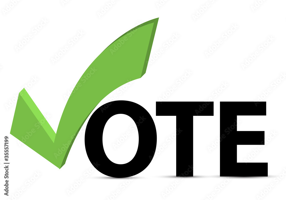 Vote text with check mark and check box Stock Illustration | Adobe Stock