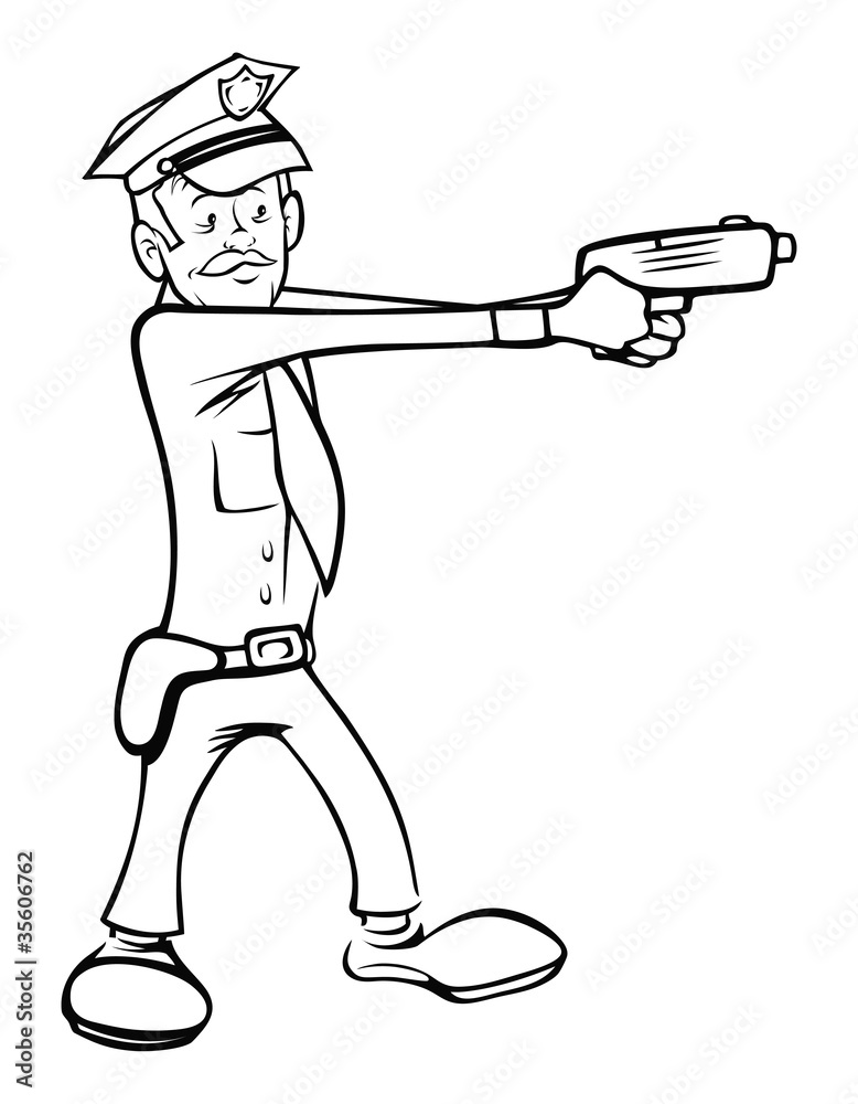 Policeman With Gun Coloring Pages