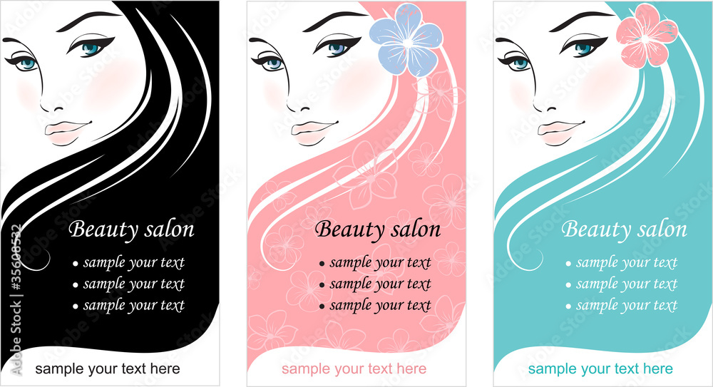 Stylish face of woman. Template design card Stock Vector | Adobe Stock