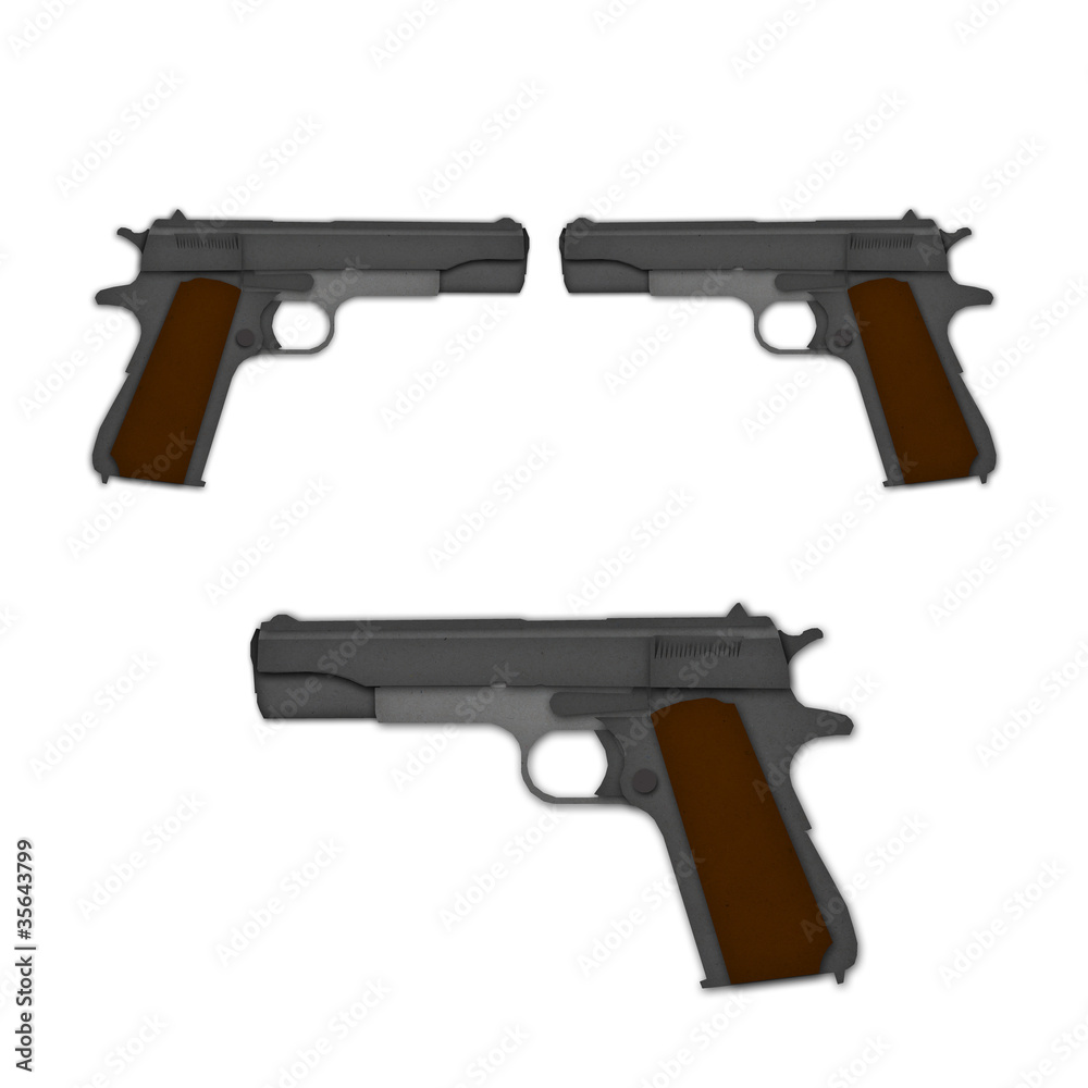 classic pistol 1911 a1 in toy style, create from paper texture. Stock ...