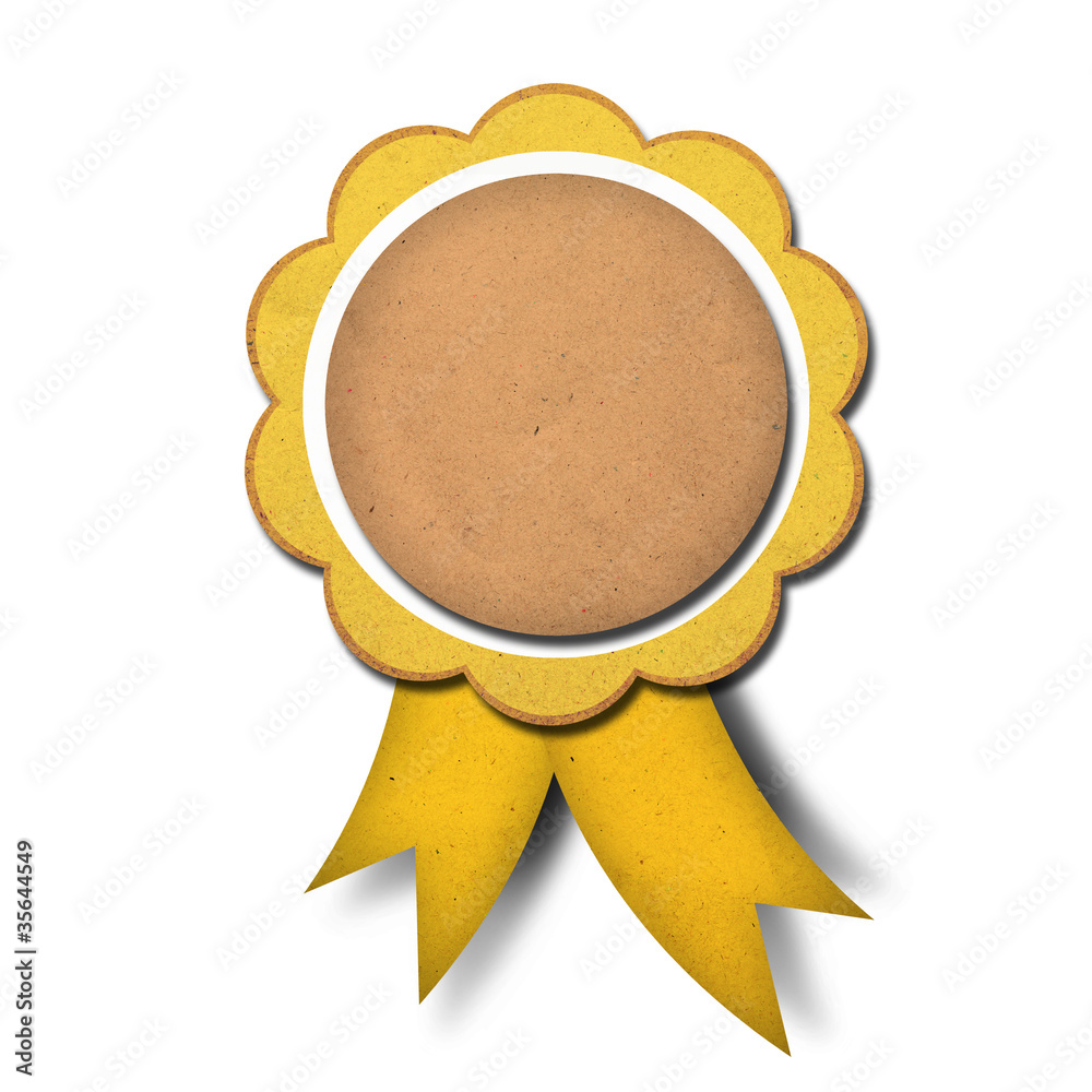 blank classic ribbon award tag , create from paper craft. Stock ...