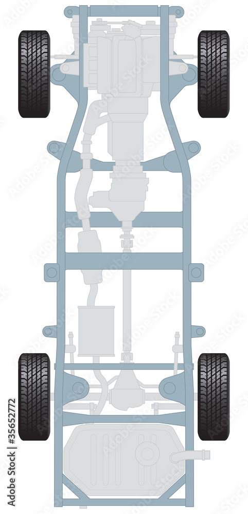 Poster Plan of car chassis and transmission – Wall Art | UkPosters