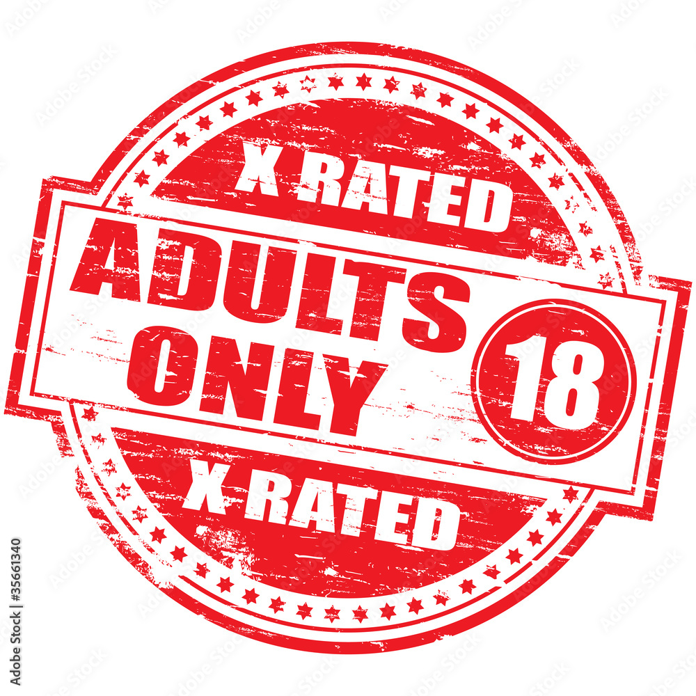 Rubber Stamp Illustration Showing Adults Only Text And Symbol Stock