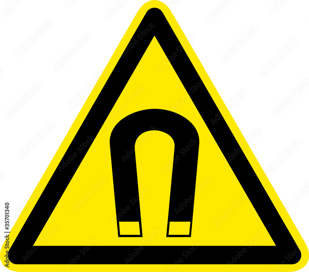 Warnschild Warnzeichen Magnet Magnetfeld Magnetismus Stock Vector ...