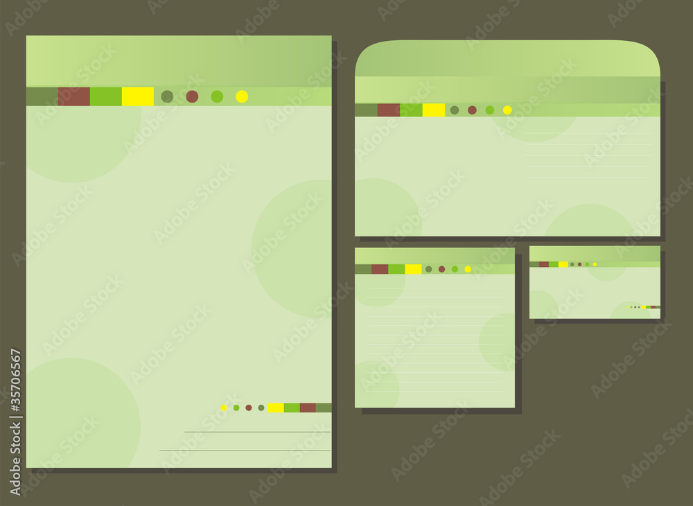 green template blank, visiting card, notes and envelope Stock Vector ...
