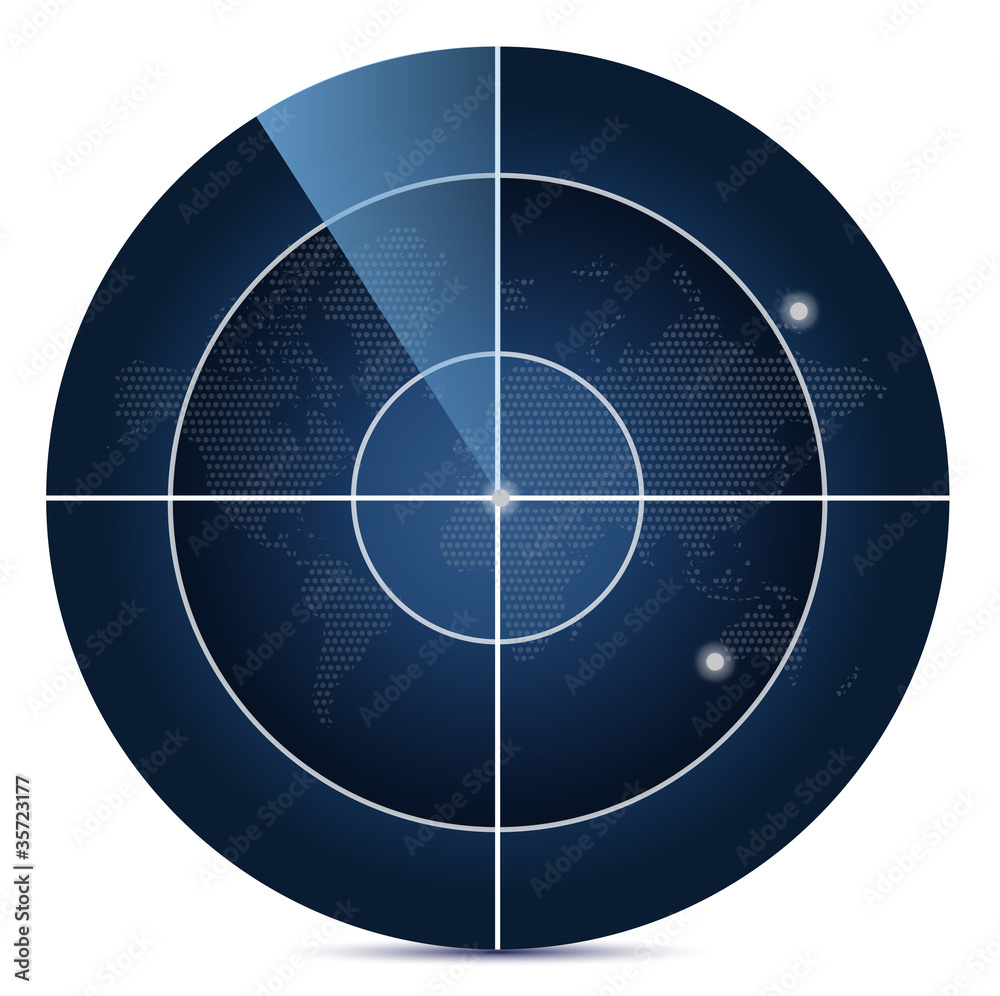 World map in a radar screen Stock Illustration | Adobe Stock