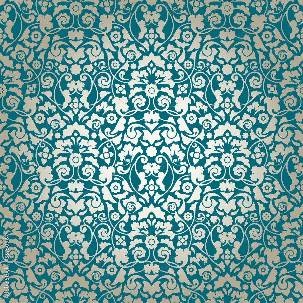Turquoise Damask Pattern