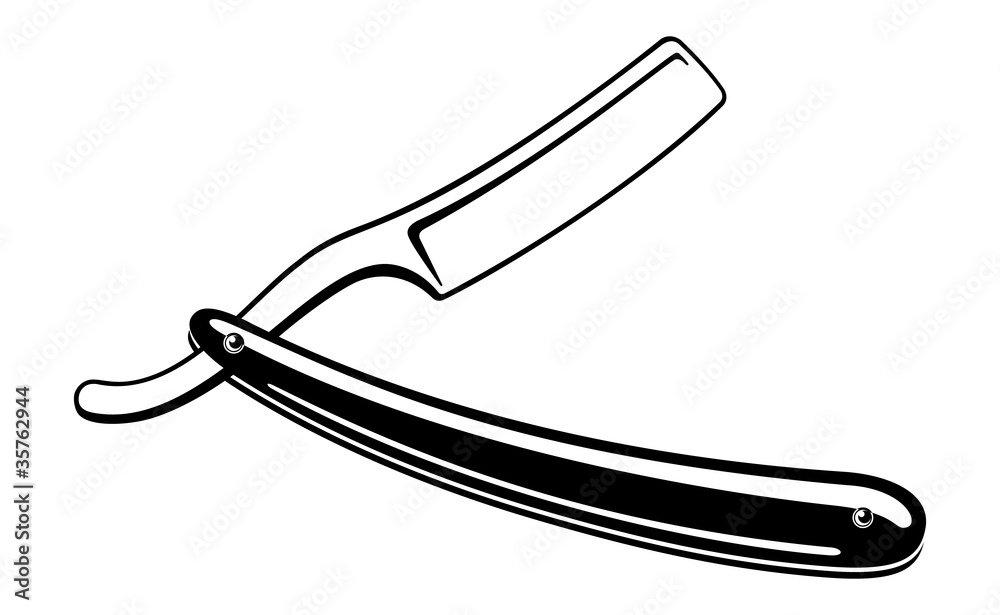 Straight Razor Black and White Barbershop Vector Graphic Icon Stock ...