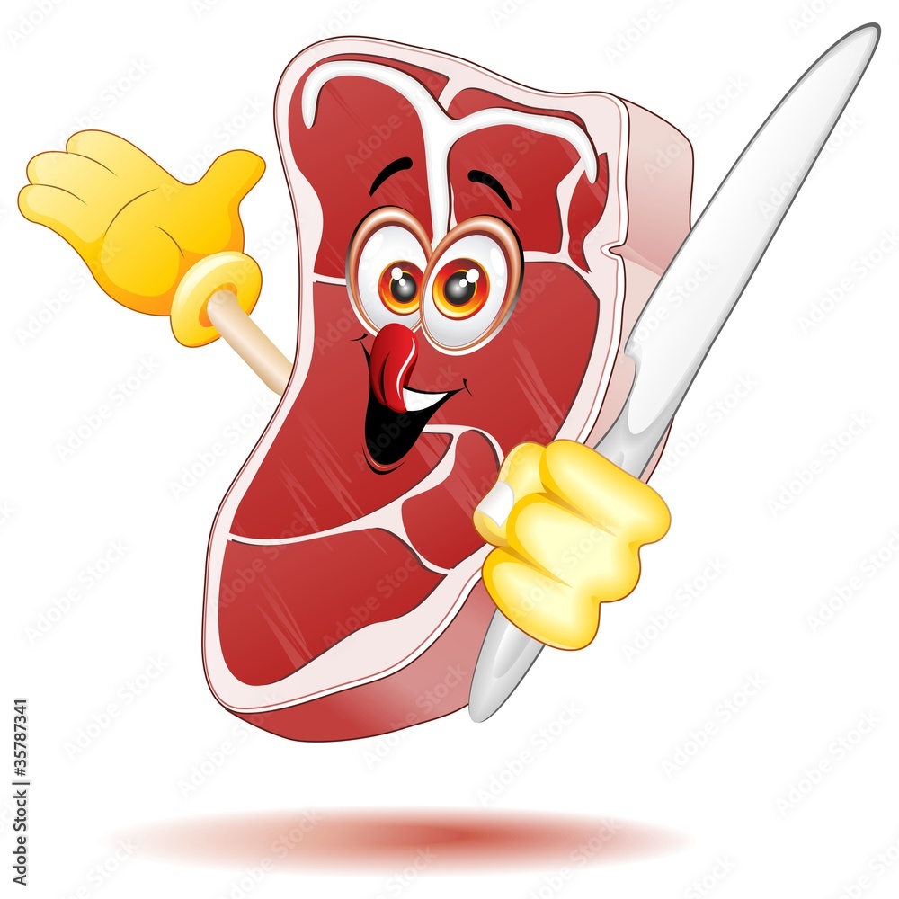 Vettoriale Stock Bistecca Carne Fiorentina Cartoon Fumetto-Steak Meat ...