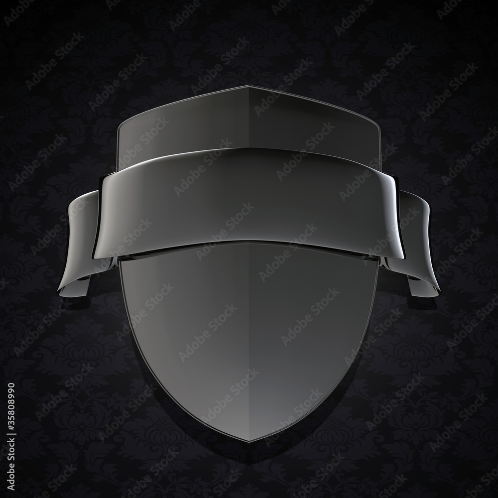 Wappen mit Banderole in chrom auf Brokat Stock Illustration | Adobe Stock