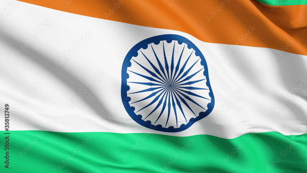Realistic 3d seamless looping India flag waving in the wind. Stock ...