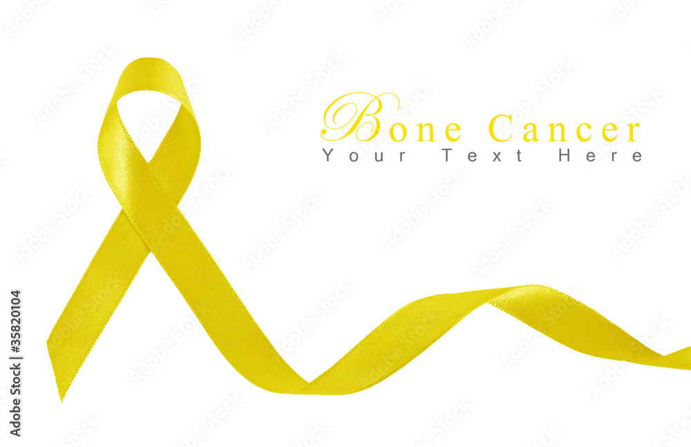 Yellow Ribbon a Symbol of Bone Cancer with copy space Stock Photo ...