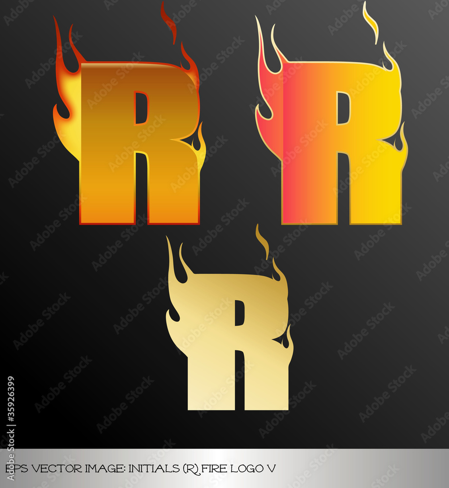eps Vector image: initials (r) metallic fire logo Ⅴ Stock Vector ...