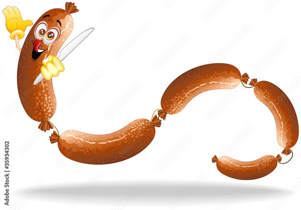 Salsicce Fumetto Cartoon-Sausages Salami Comics-Wurst-Vector Stock ...