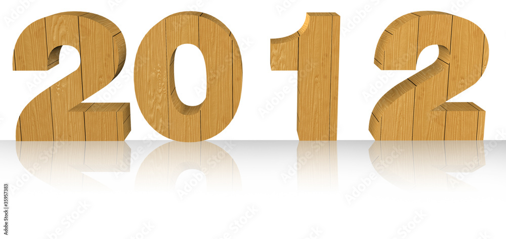 3D wooden render 2012 year on a white. With Save path | Uwalls.co.uk