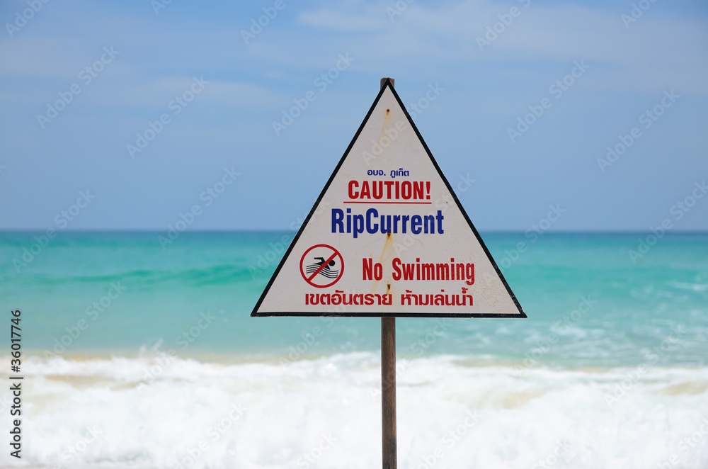 Beach warning sign Stock Photo | Adobe Stock
