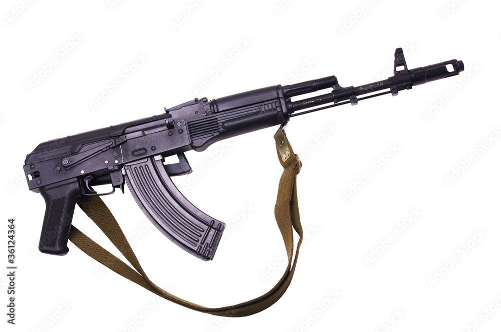 Kalashnikov AK-47 submachine gun. Isolated on white. Photos | Adobe Stock