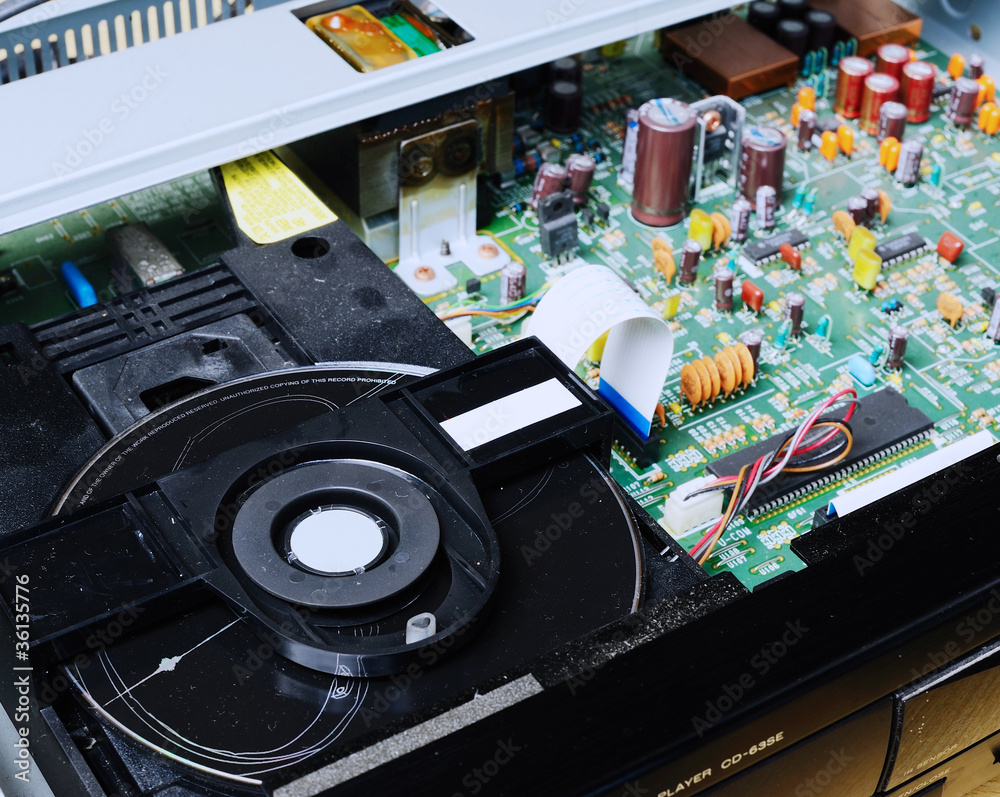 Components of DVD drive Stock Photo | Adobe Stock