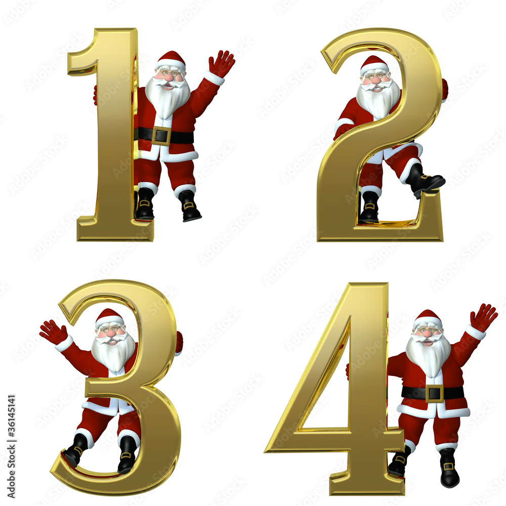 Santa by the Numbers 1-4 Stock Illustration | Adobe Stock