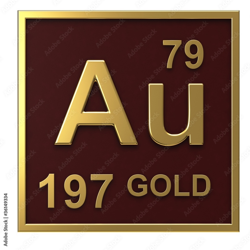 Element of the periodic table gold isolated on white background Stock ...