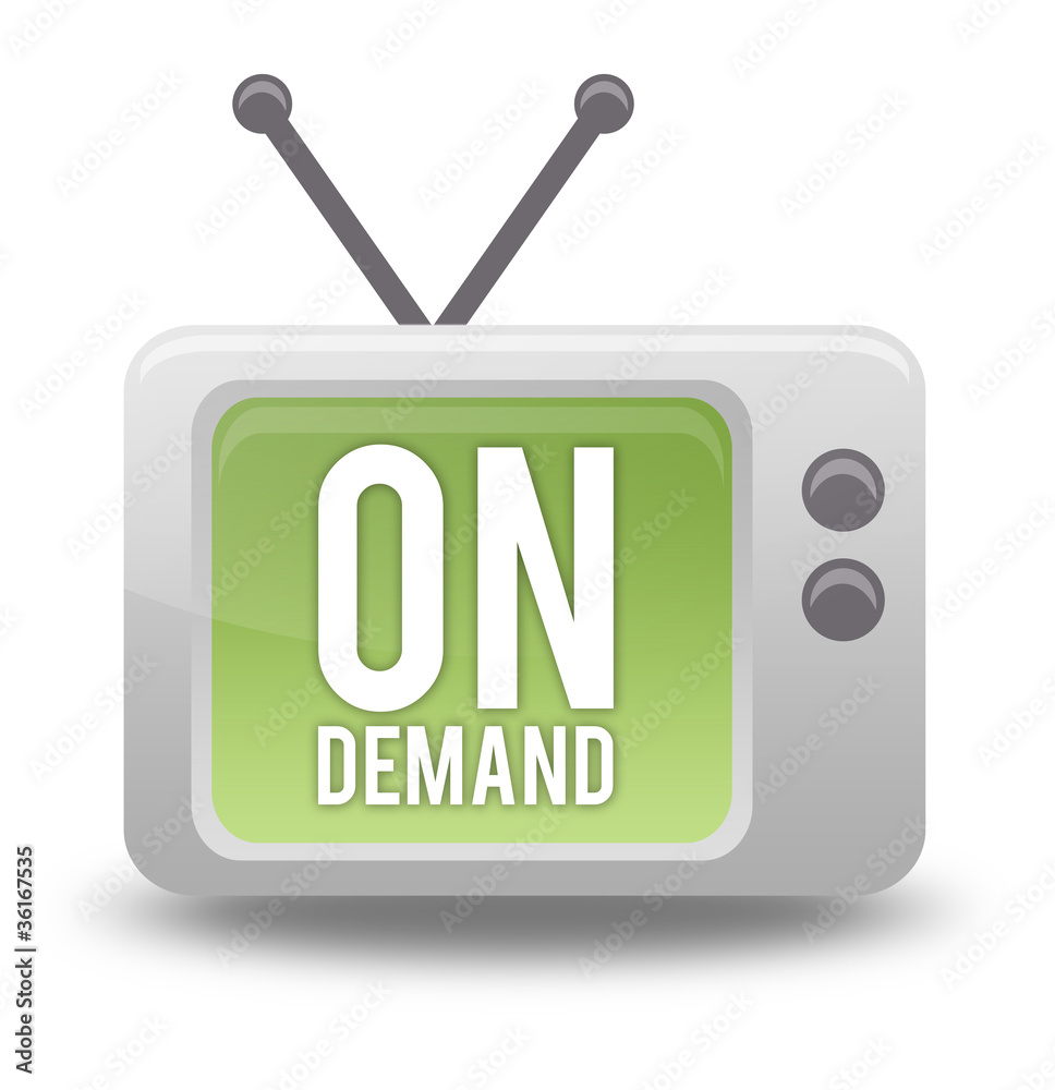 Cartoon-style TV Icon with "On Demand" wording on screen Stock ...