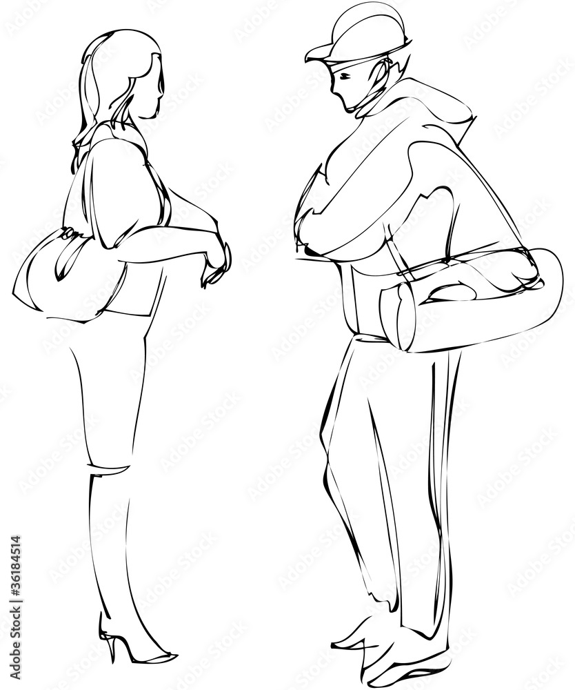 Girl Standing Up Drawing