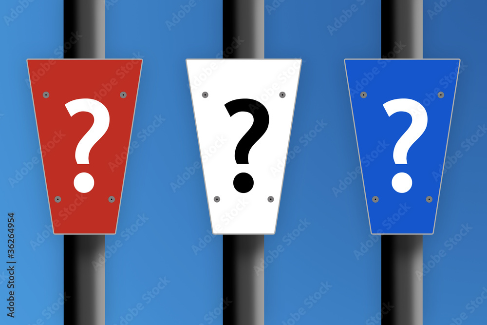 Tri-colour question mark signs Stock Photo | Adobe Stock