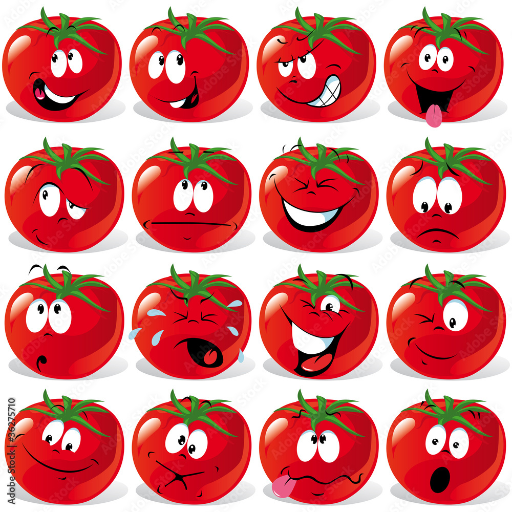 cartoon tomato with many expressions Stock Vector | Adobe Stock