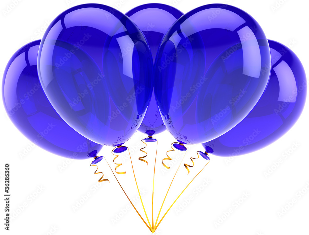 Party balloons five blue happy birthday decoration Stock Illustration ...