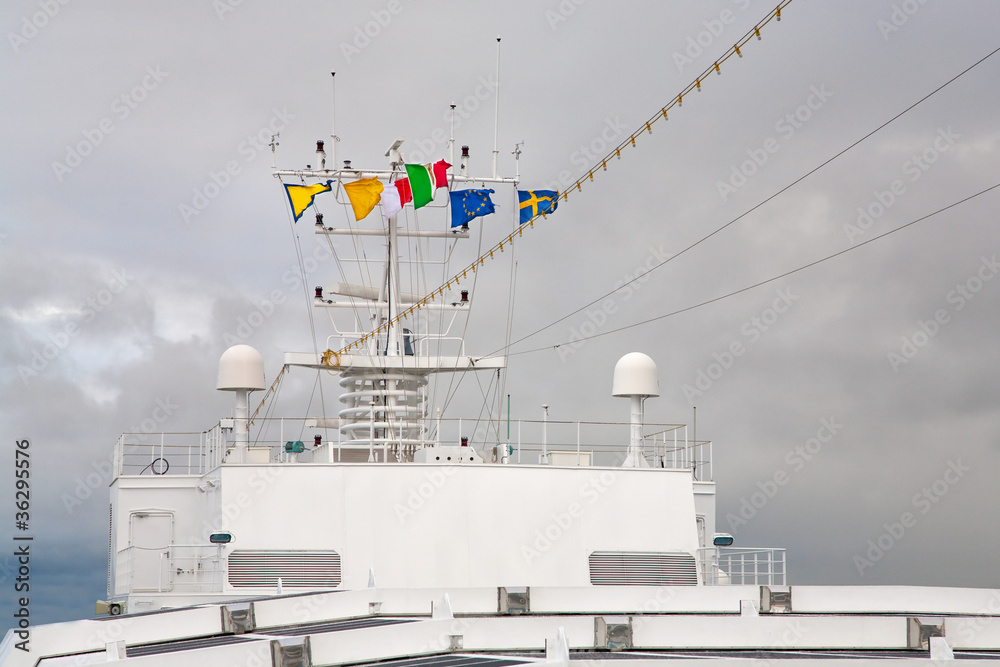 flags of european countries on cruise liner Stock Photo | Adobe Stock