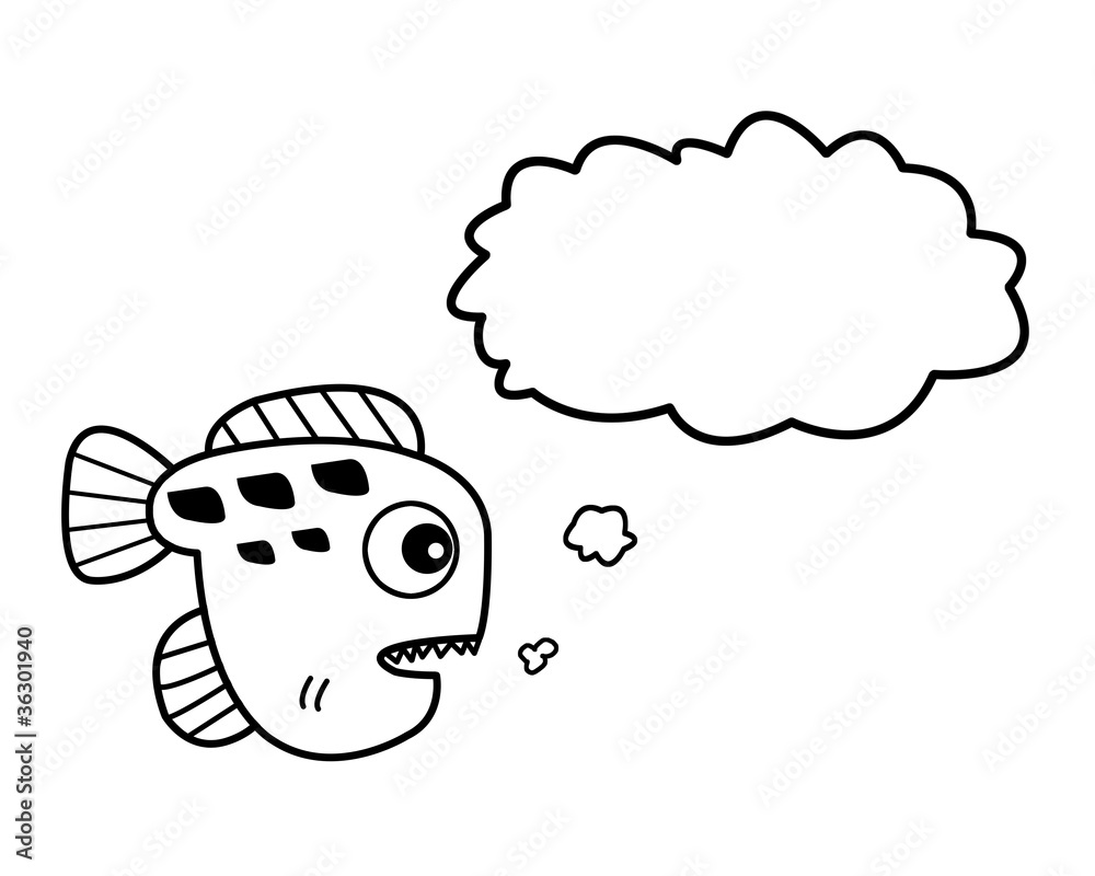 Cartoon fish shouting or Talk on white background. Stock Illustration ...