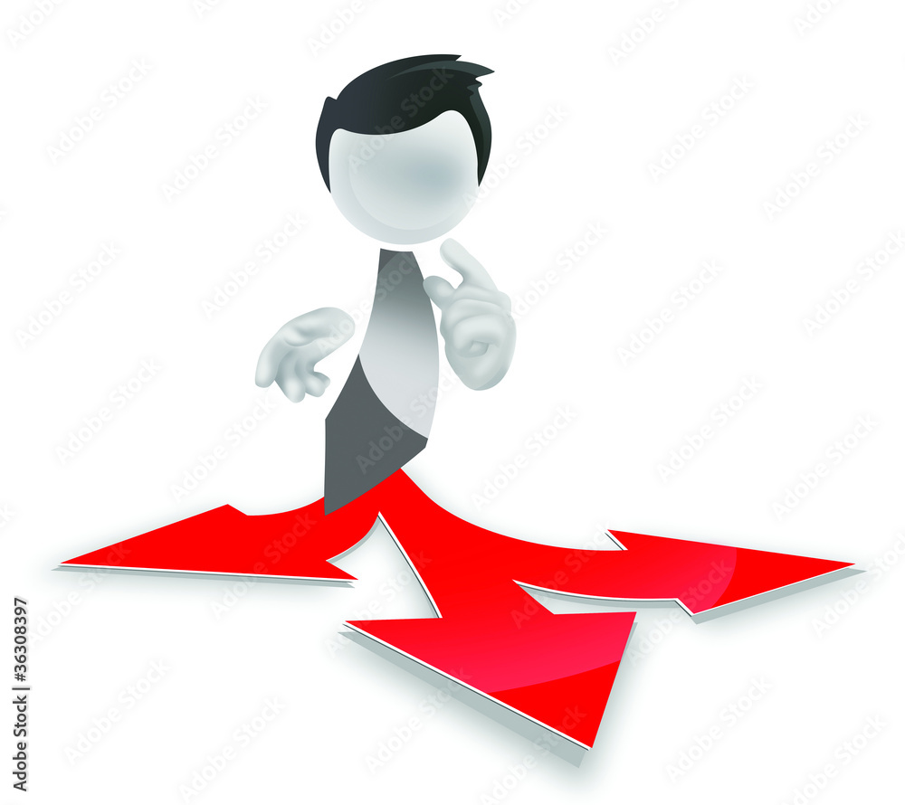 3d man race with multiple arrow paths Stock Illustration | Adobe Stock