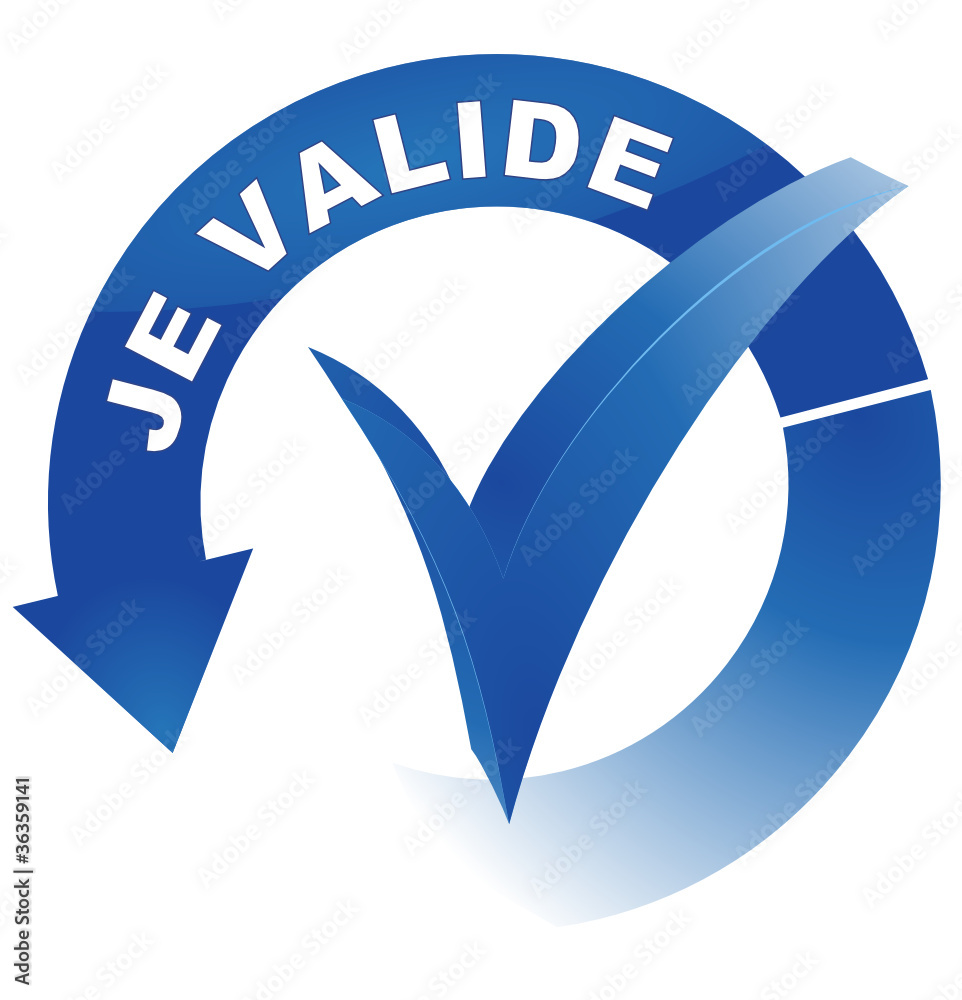 Vecteur Stock je valide sur vignette flêchée bleue | Adobe Stock
