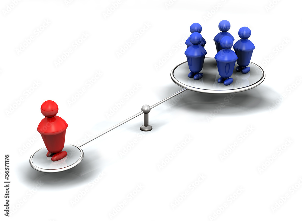 3d people justice balance inequality scales illustration Stock ...