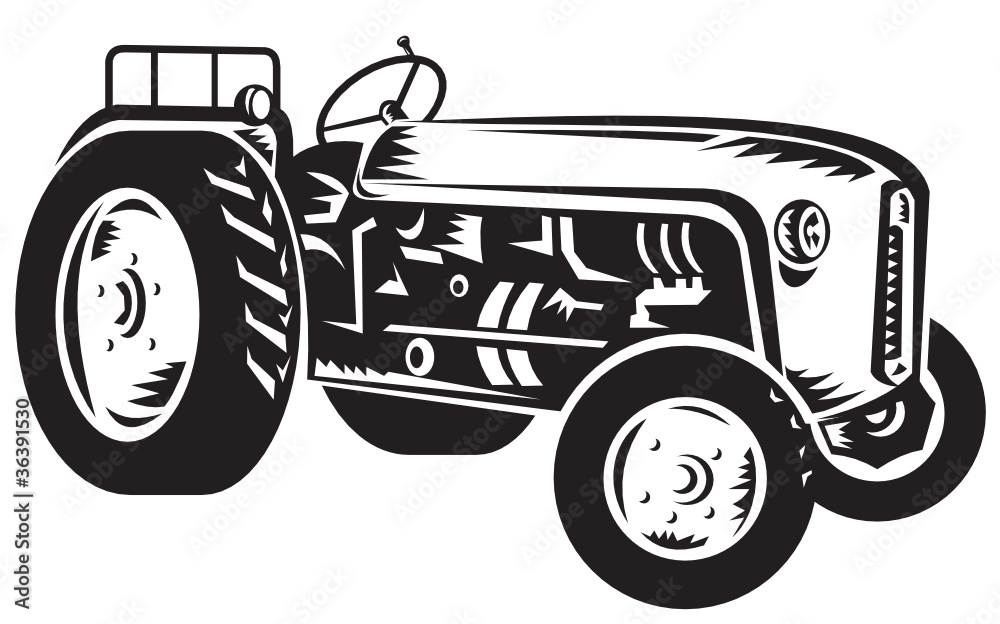 vintage farm tractor Stock Vector | Adobe Stock
