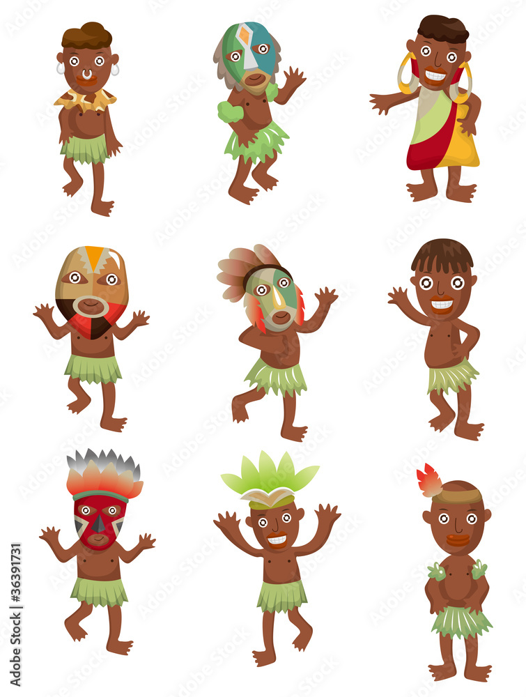 cartoon Africa Indigenous icons Stock Vector | Adobe Stock
